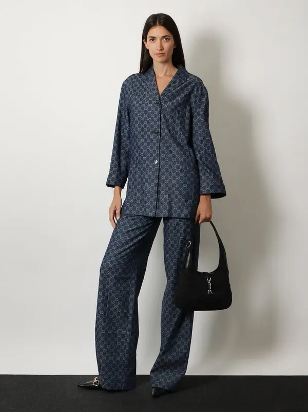 Gucci Cotton Shirt With All-over Gg Motif