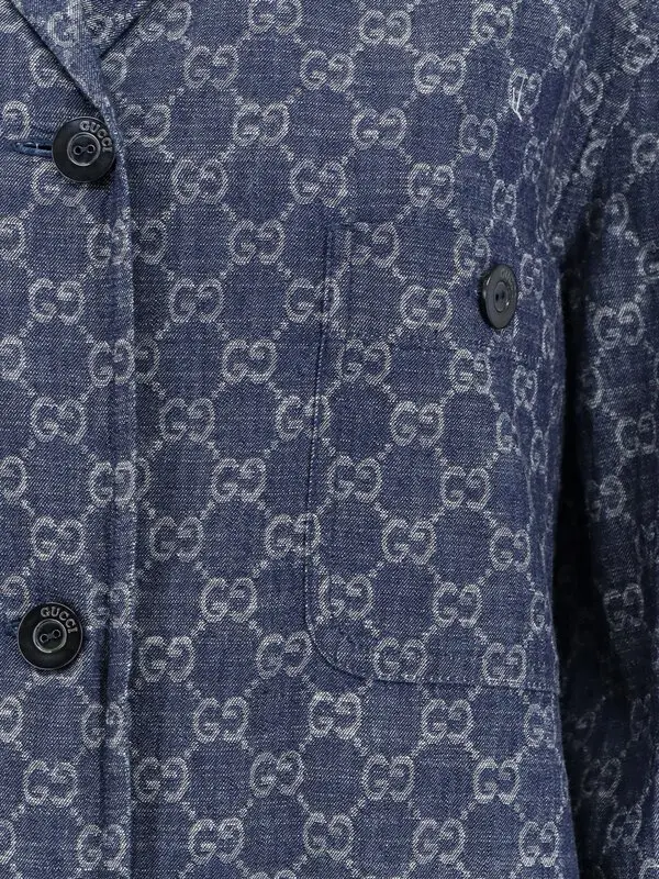 Gucci Cotton Shirt With All-over Gg Motif