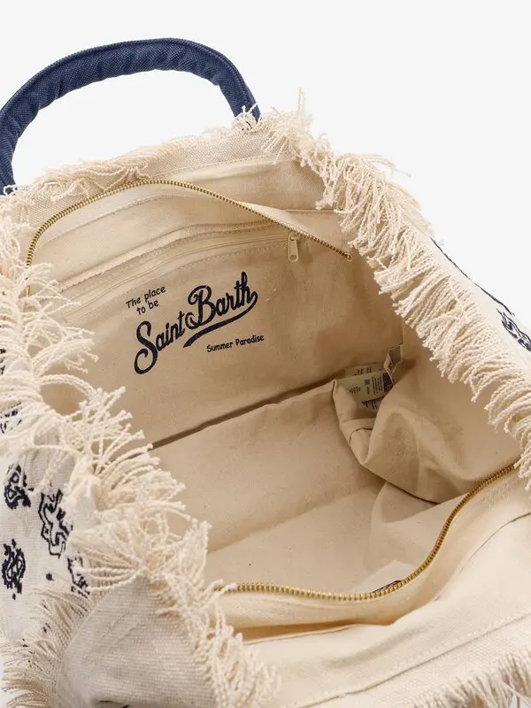 MC2 SAINT BARTH Vanity Cotton Handbag With All-over Embroidery - Beige