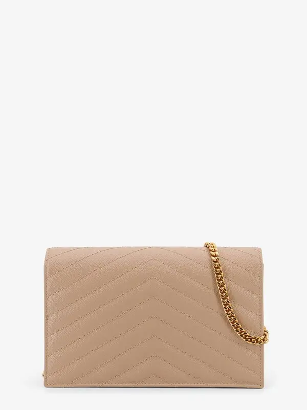 Saint Laurent Leather Shoulder Bag With Metal Cassandre Logo