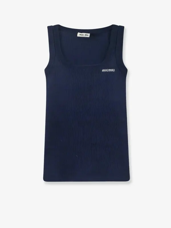 Miu Miu Ribbed Cotton Tank Top