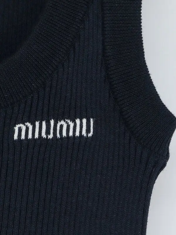 Miu Miu Ribbed Cotton Tank Top