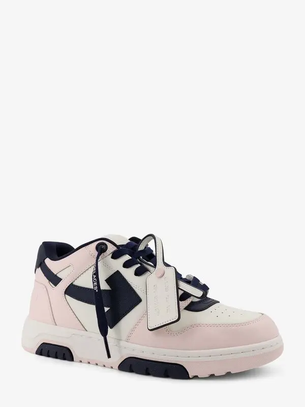 Off-White Out Of Office Leather Sneakers With Iconic Logo On The Side - Pink