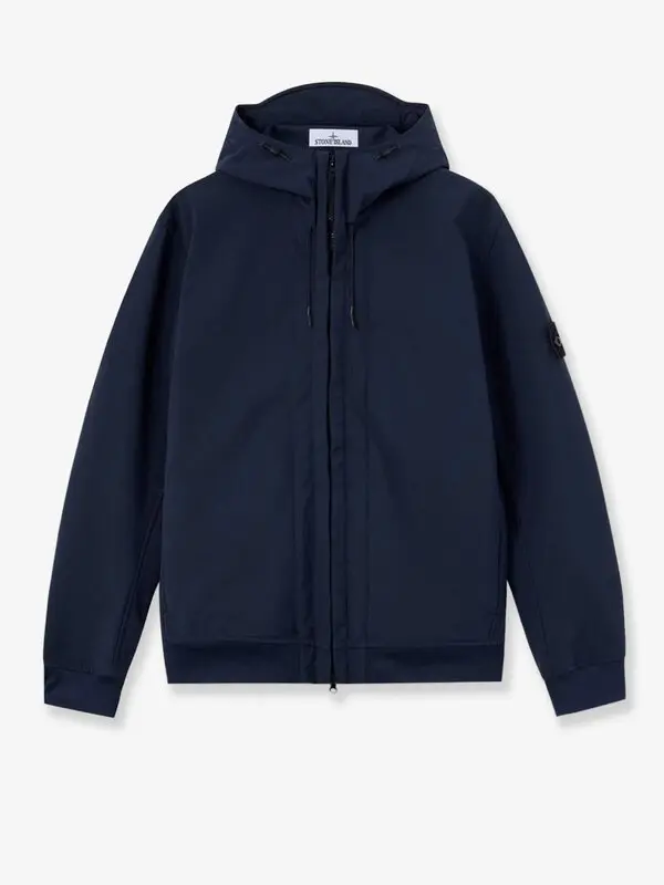 Stone Island Soft Shell-r-e.dye® Technology Wind And Water Resistant Jacket - Blue