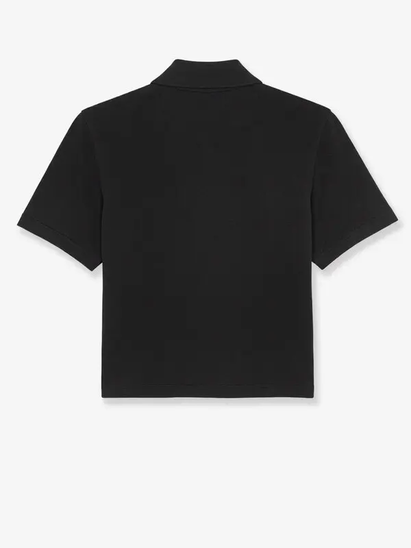 Saint Laurent Cassandre Cotton Piqué Cotton Polo Shirt - Black