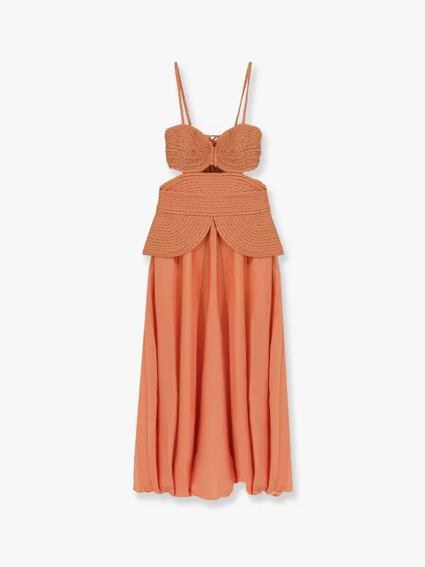 PatBO Sunset Satin Dress With Braided Corset