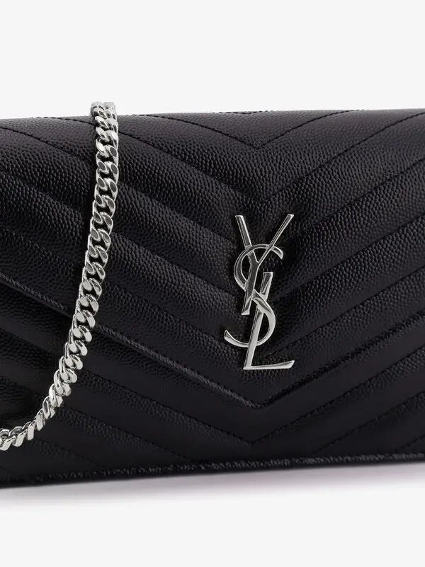 Saint Laurent Envelope Leather Wallet Crossbody Bag