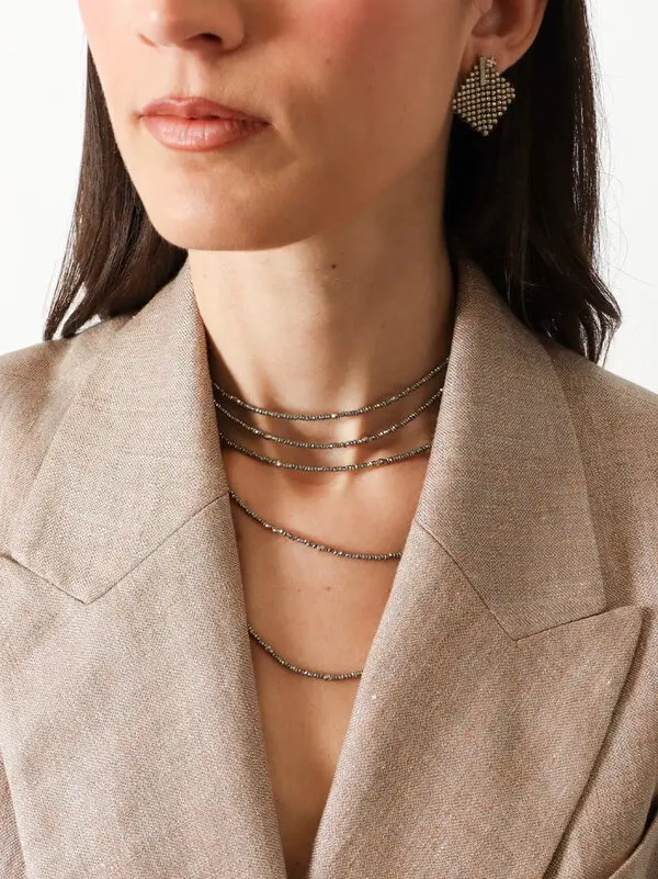 Brunello Cucinelli Wrap Hematite And 925 Sterling Silver Bracelet