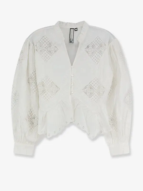 SCARLETT POPPIES Yorken Cotton Shirt With Embroidery - White