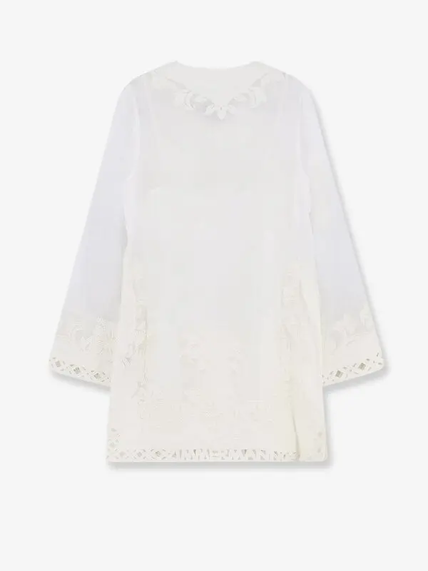 Zimmermann Indra Ramie Long Dress With All-over Embroidery