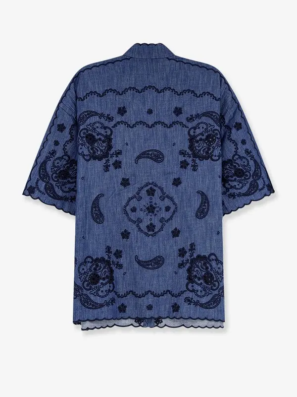 Zimmermann Aster Denim Shirt With All-over Contrasting Embroidery