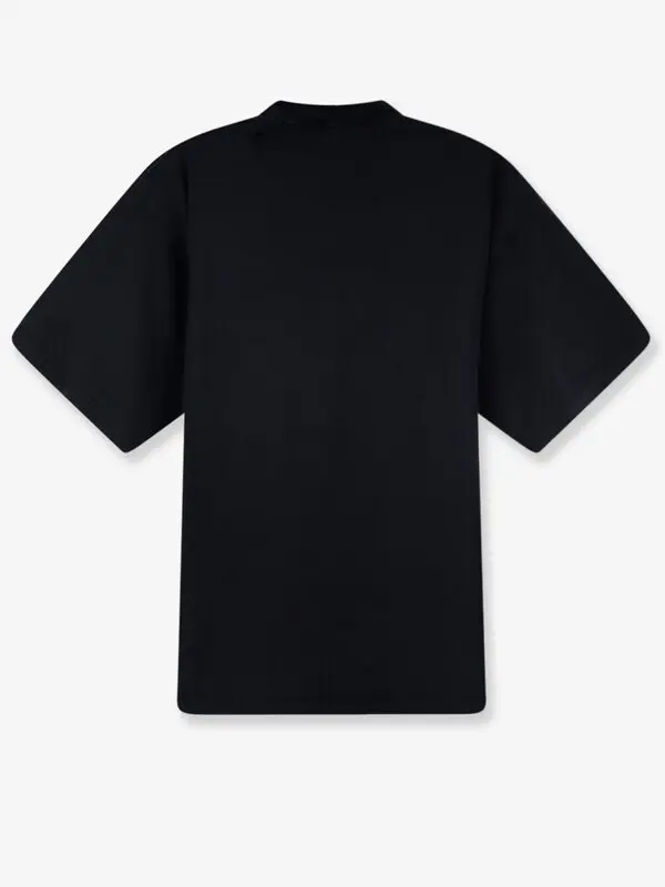 Balenciaga Oversized Cotton T-shirt With Front Logo Print - Black