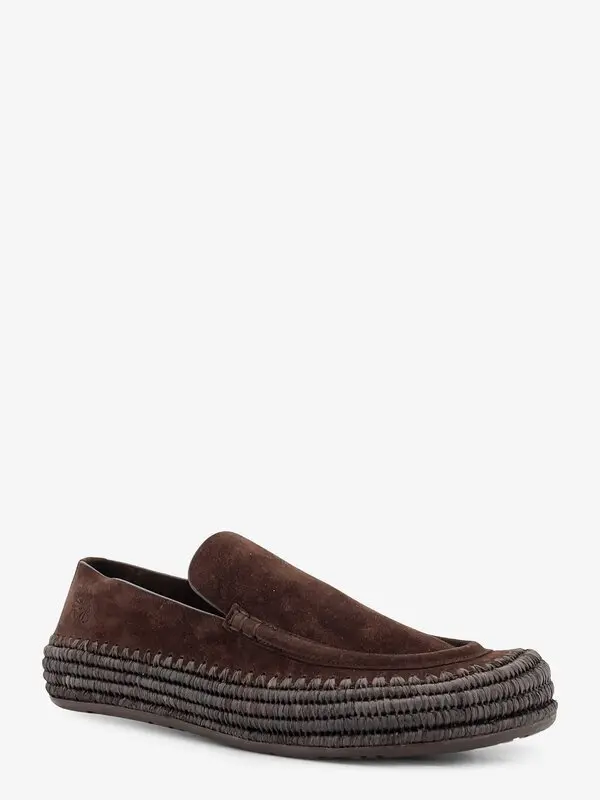Loewe Rio Suede And Raffia Loafers