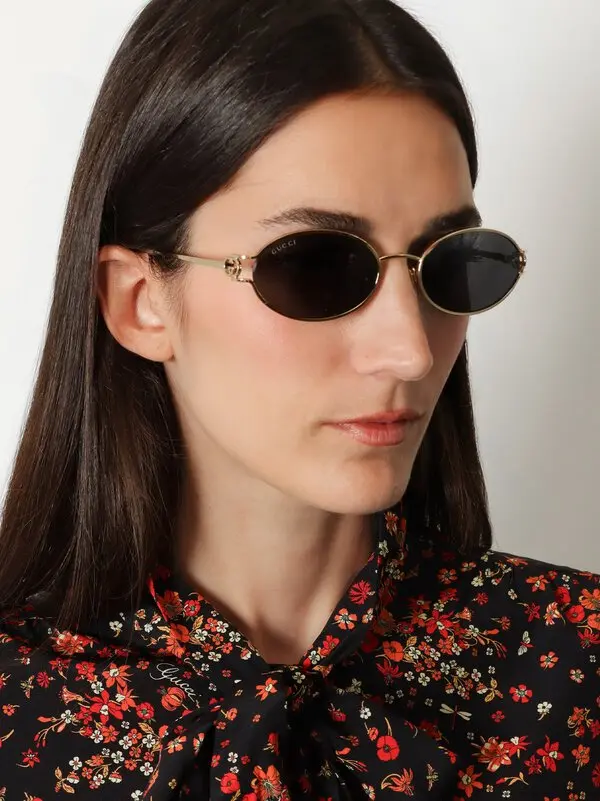 Gucci Acetate Oval Sunglasses - Black
