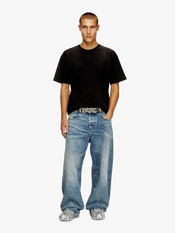 DIESEL® Cotton T-shirt With Embroidered Logo On The Front