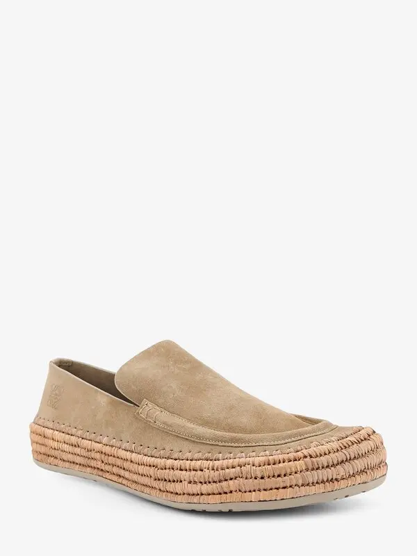 Loewe Rio Suede And Raffia Loafers