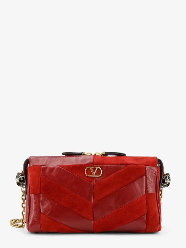 Valentino Garavani Panthea Suede And Leather Crossbody Bag - Red