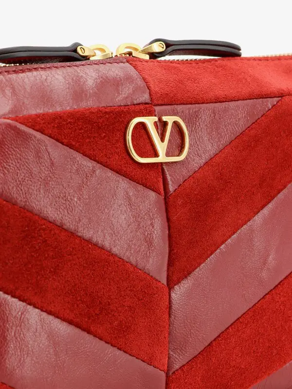 Valentino Garavani Panthea Suede And Leather Crossbody Bag - Red