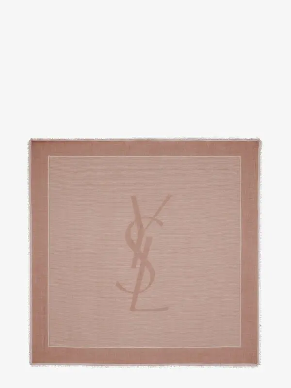 Saint Laurent Cassandre Cashmere And Silk Foulard - Beige