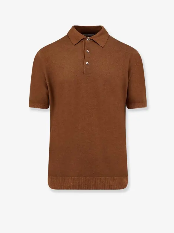 Corneliani Virgin Wool Polo Shirt - Brown