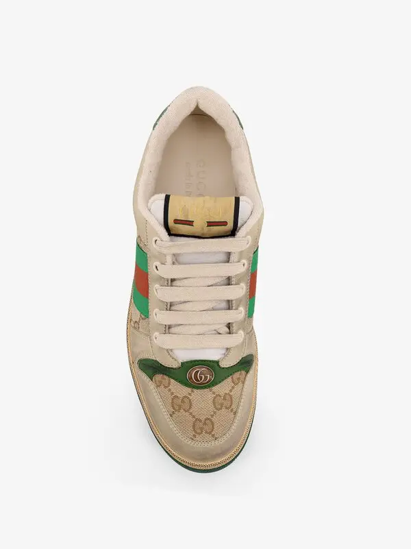 Gucci Screener Gg Supreme Low-top Vintage Leather Sneakers