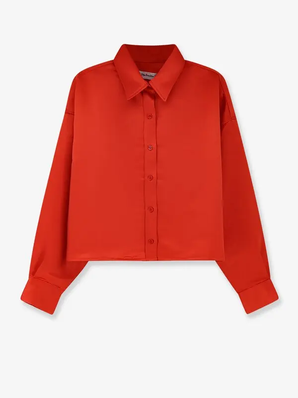 THE FRANKIE SHOP Arlen Satin Boxy Shirt - Red