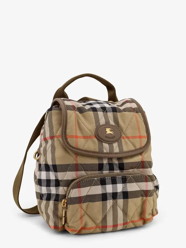 Burberry Horseshoe Nylon Backpack With Check Pattern