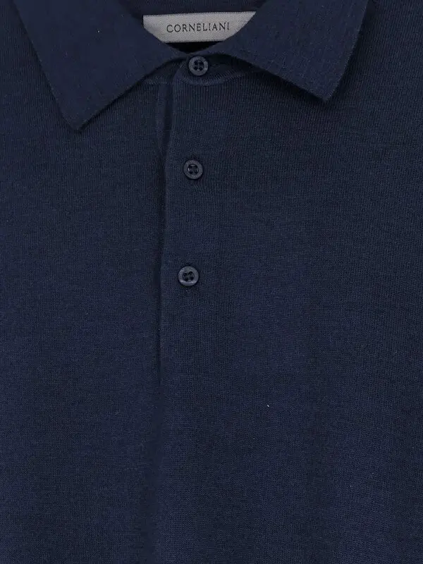 Corneliani Virgin Wool Polo Shirt - Blue