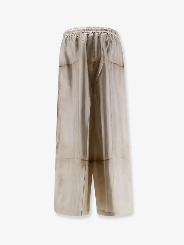 PIERRE-LOUIS MASCIA Silk Trousers With Floral Print - Beige