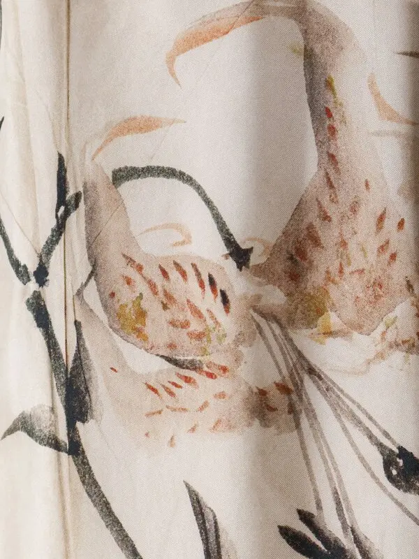 PIERRE-LOUIS MASCIA Silk Trousers With Floral Print - Beige