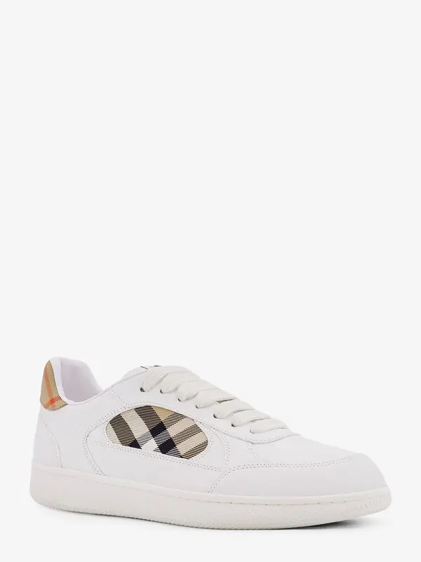 Burberry Low-top Leather Sneakers With Check Inserts