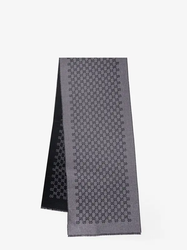 Gucci Double Wool Jacquard Scarf With Gg Motif