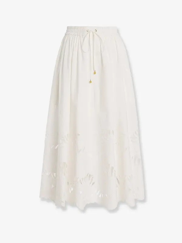 Zimmermann Mahon Cotton Skirt With Embroidered Detail