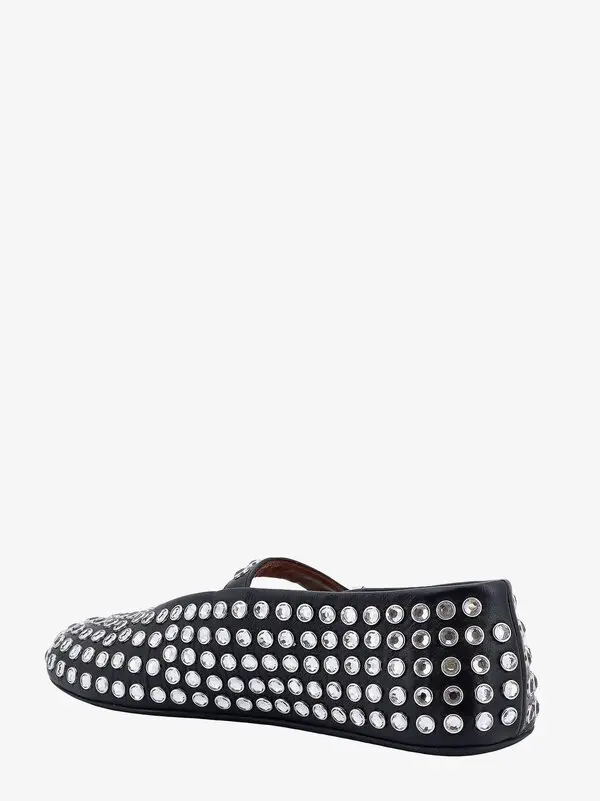 Alaïa Leather Ballet Flats With Rhinestones - Black