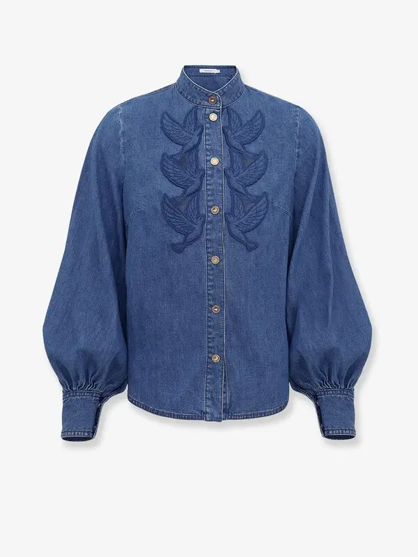 Zimmermann Denim Shirt With Cut-out Embroidery