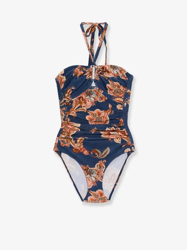 Zimmermann Aster Nylon One Piece Swimsuit With Paisley Print - Blue