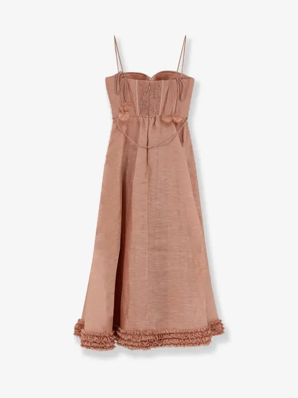 Zimmermann Luna Silk And Linen Blend Midi Dress