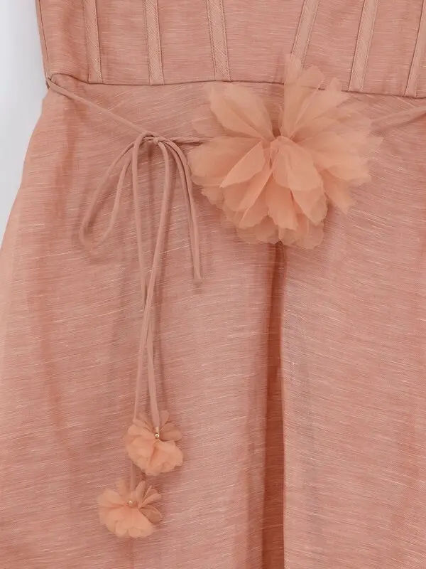 Zimmermann Luna Silk And Linen Blend Midi Dress