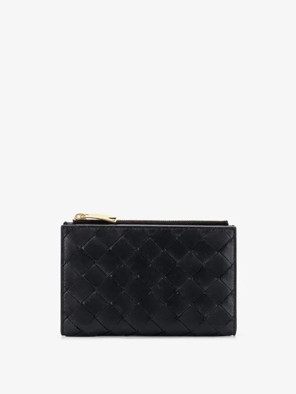 Bottega Veneta Leather Wallet With Intrecciato Pattern - Black