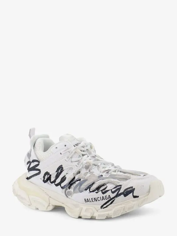 Balenciaga Track Signature Sneakers With Side Logo Print - White