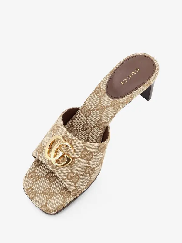 Gucci Gg Fabric Sandals With Metal Logo