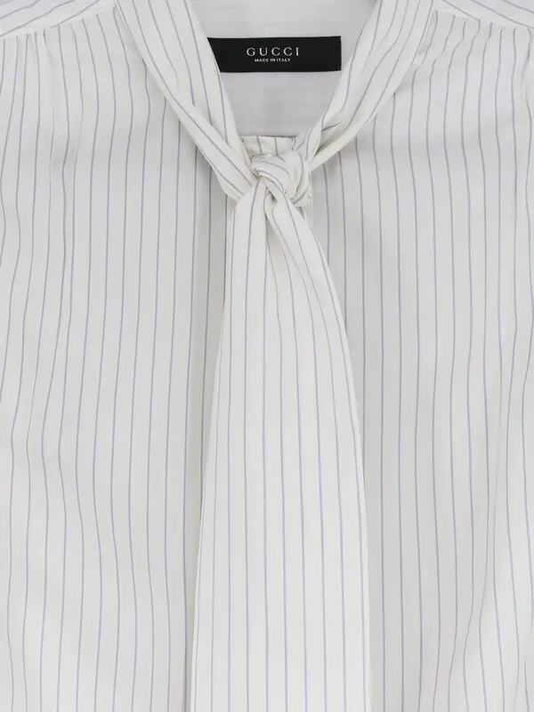 Gucci Striped Silk Shirt With Front Tie Detail