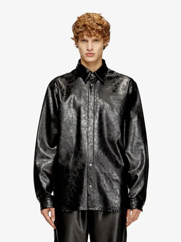 DIESEL® S-simply-qmbu Faux-leather Shirt