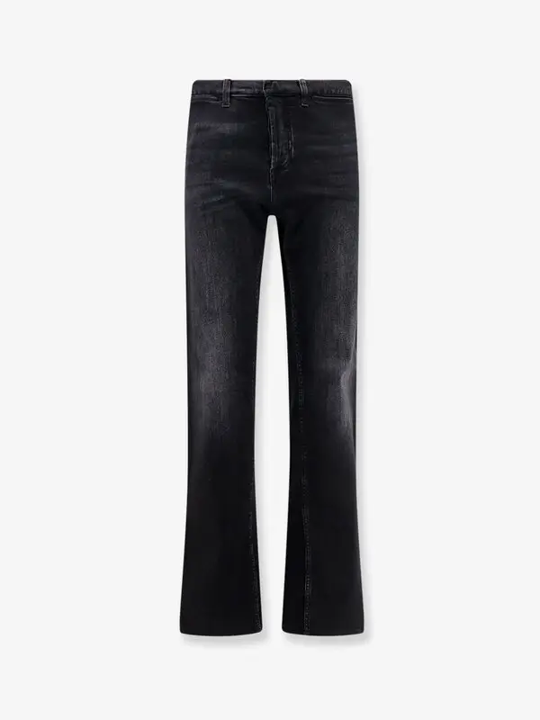 Gucci Blue Denim Jeans With Nastro Web Profiles - Black