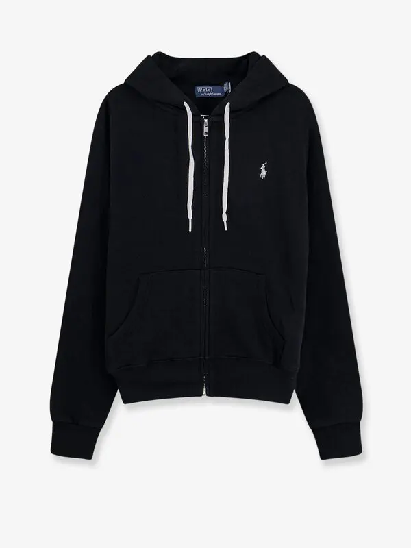 Polo Ralph Lauren Cotton Blend Sweatshirt With Embroidered Logo On The Front - Black