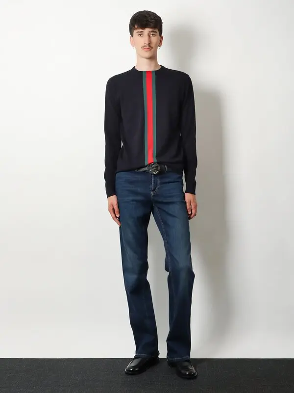 Gucci Cotton Sweater With Nastro Web Inlay