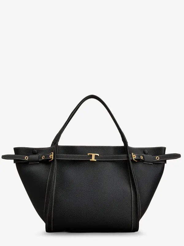 TOD'S Hammered Laeather Tote Bag - Black