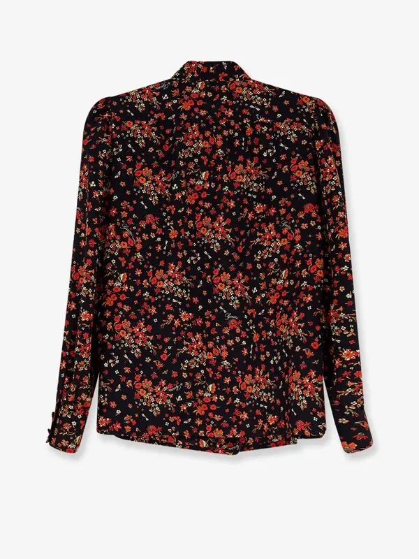 Gucci Printed Silk Shirt With All-over Floral Motif - Black