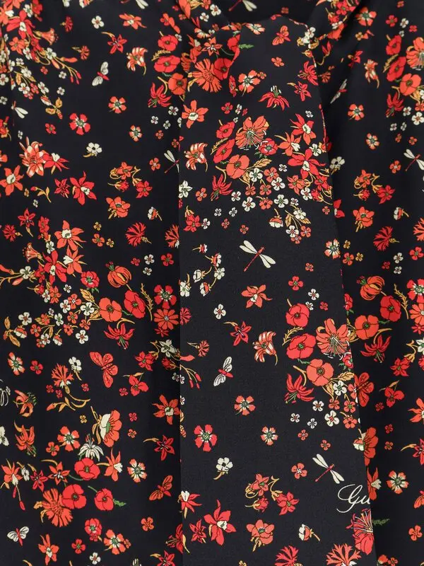 Gucci Printed Silk Shirt With All-over Floral Motif - Black