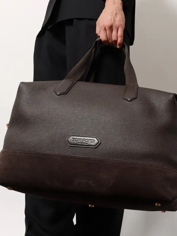 TOM FORD Leather Travel Bag With Suede Inserts